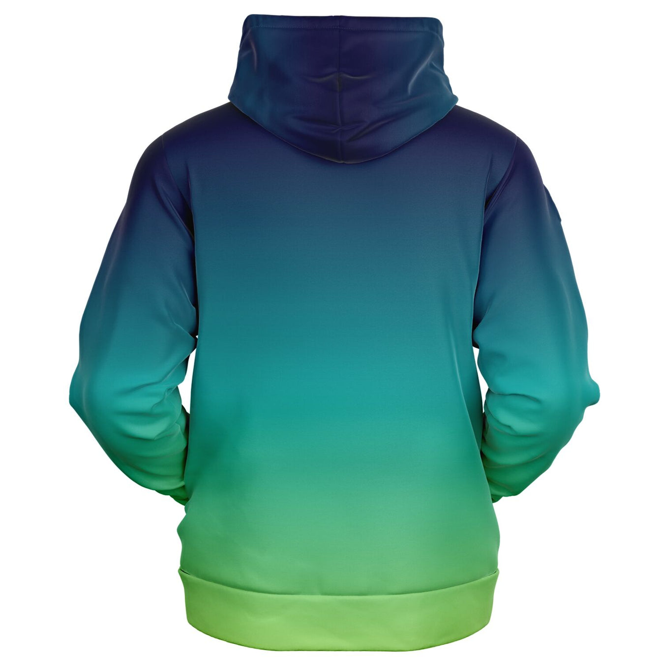 Blue Green Ombre Zip Up Hoodie, Gradient Tie Dye Front Zipper Pocket M ...