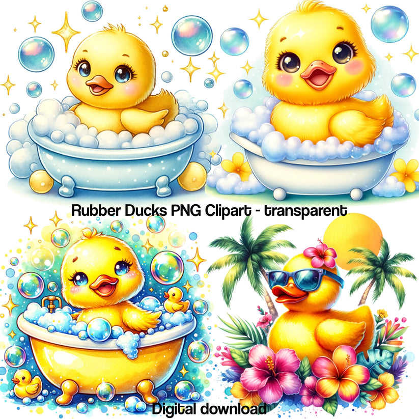 12 Rubber Duck Clipart Bundle Digital Instant Download PNG Files, Cute ...