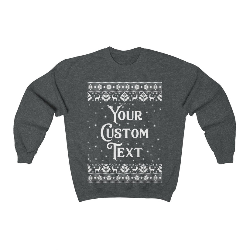 Custom Text Christmas Sweater, Holiday Xmas Merry Party Ugly Sweatshir ...