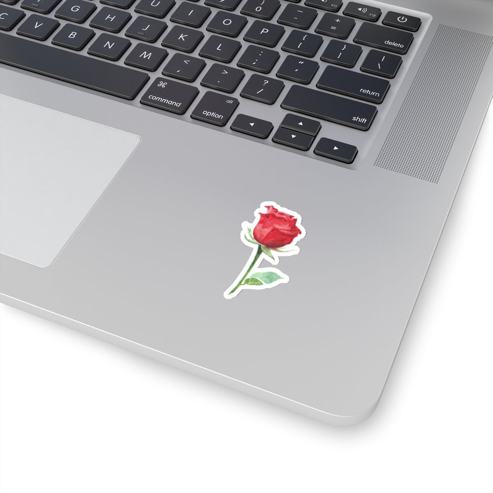 Red Rose Stickers, Watercolor Art Laptop Vinyl Cute Waterproof Waterbo ...