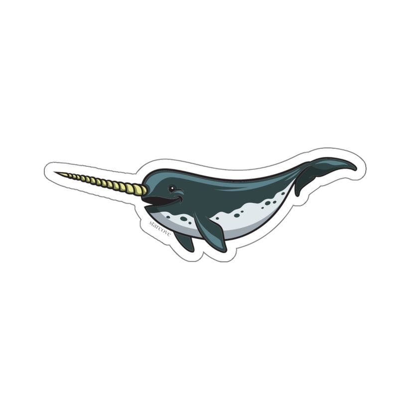 Narwhal Whale Sticker, Unicorn of the Sea Tusks Laptop Vinyl Cute Wate ...