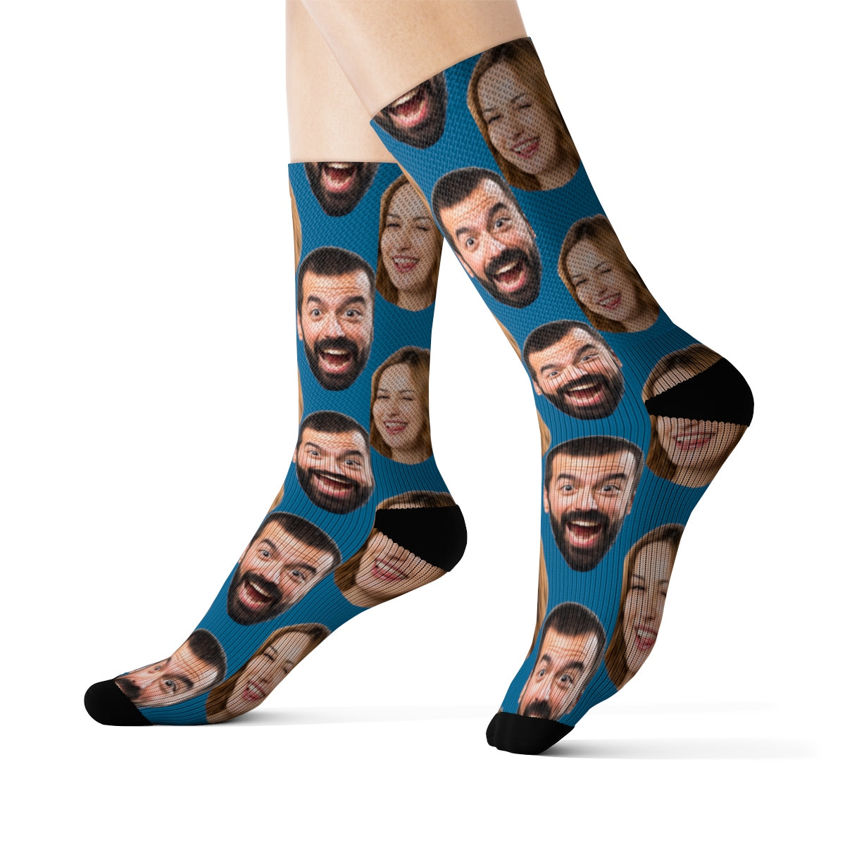 Custom Two Faces On Socks, Personalized Photo Gift Couple Kids Wedding ...