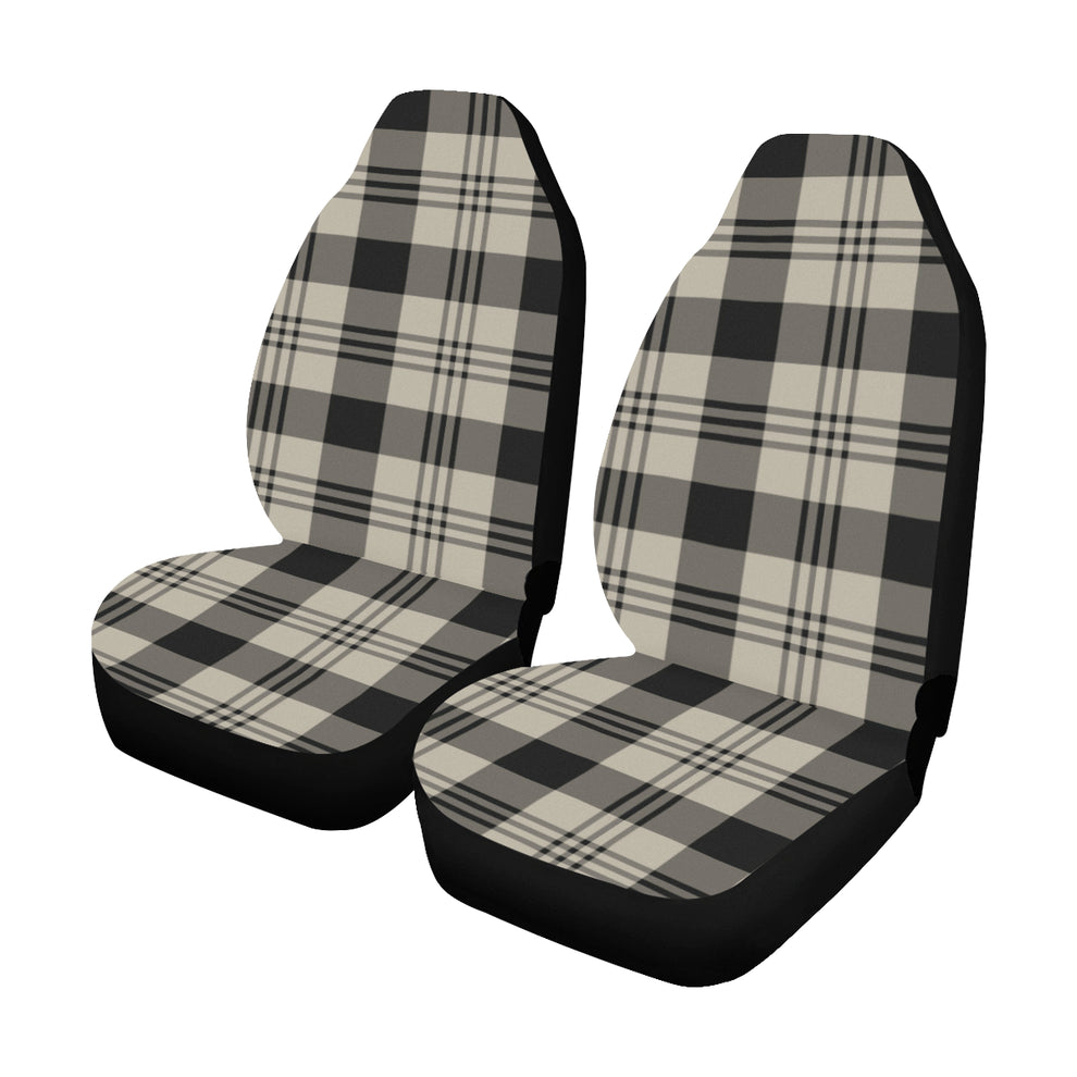 Plaid Car Seat Covers Set (2 pc), Tartan Buffalo Checks Black Beige Pa ...