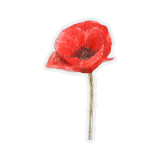 Poppy Sticker, Vinyl Flower Decal Red Watercolor Floral Art Die Cut La ...