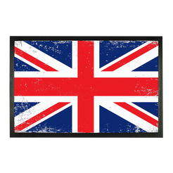 UK Union Jack Flag Doormat, Distressed British England Door Print Red ...
