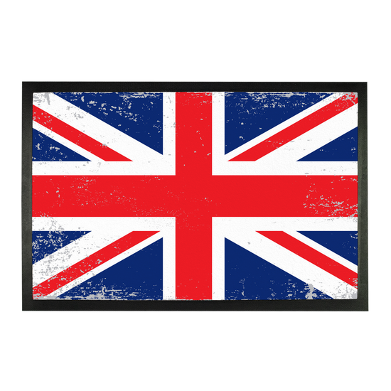 UK Union Jack Flag Doormat, Distressed British England Door Print Red ...