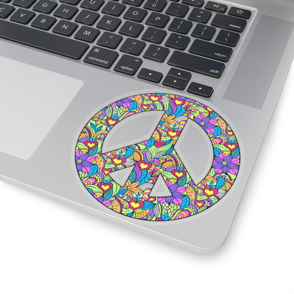 Peace Sign Sticker, Colorful Symbol Pacific Artwork Laptop Decal Vinyl ...