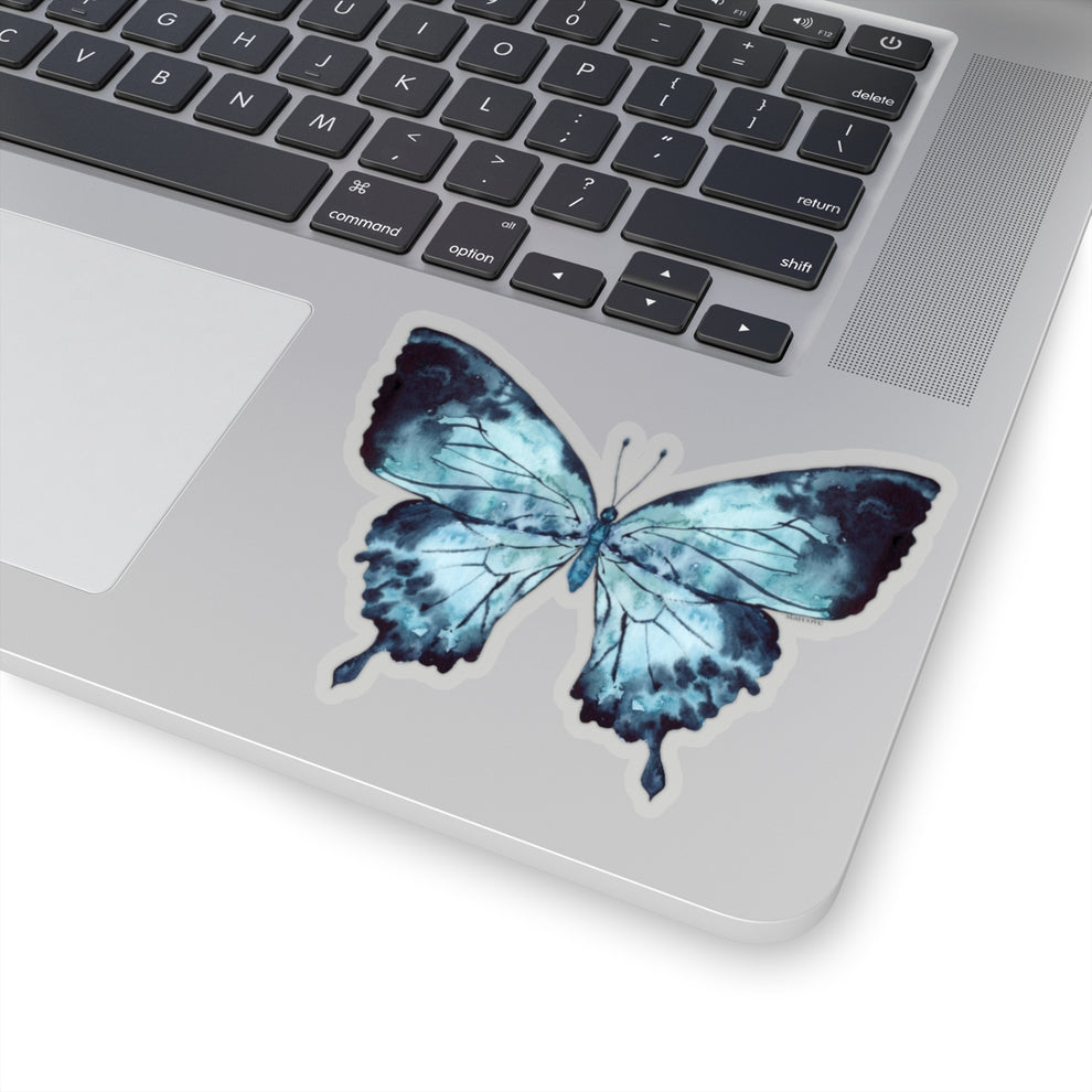 Blue Watercolor Butterfly Sticker, Art Die Cut Laptop Decal Vinyl Cute ...