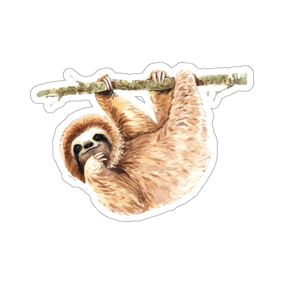 Hanging Sloth Sticker, Cute Watercolor Animal Art Laptop Decal Vinyl C ...