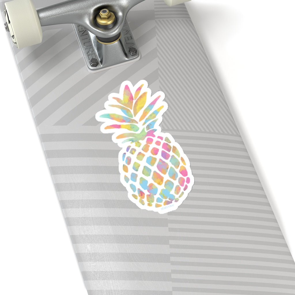 Watercolor Pineapple Sticker, Rainbow Colorful Laptop Decal Vinyl Cute ...