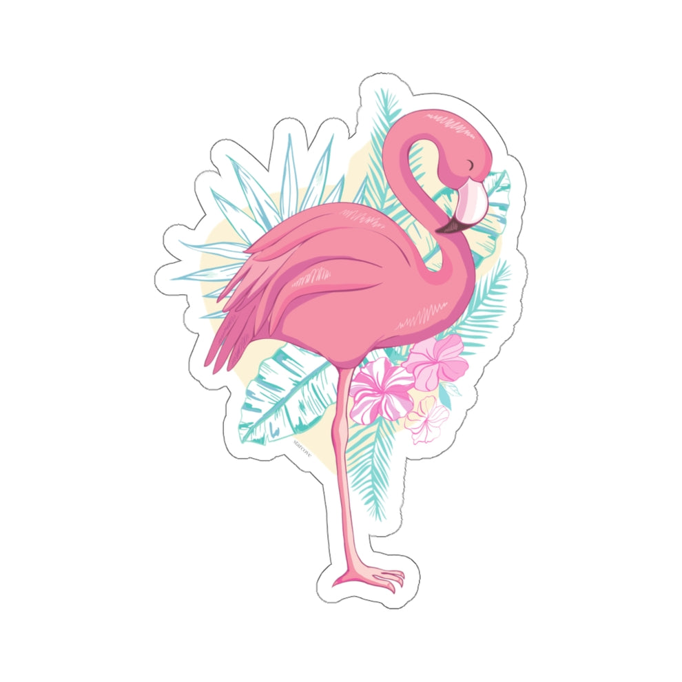 Pink Flamingo Sticker, Tropical flowers Laptop Decal Vinyl Cute Waterb ...
