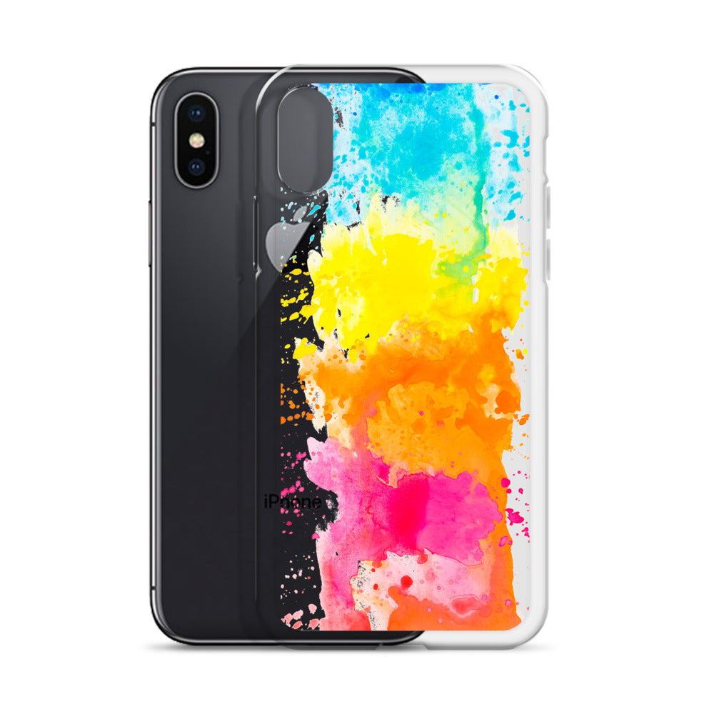 Colorful Paint Splatter iPhone 15 14 13 12 Pro Max Clear Case Abstract ...