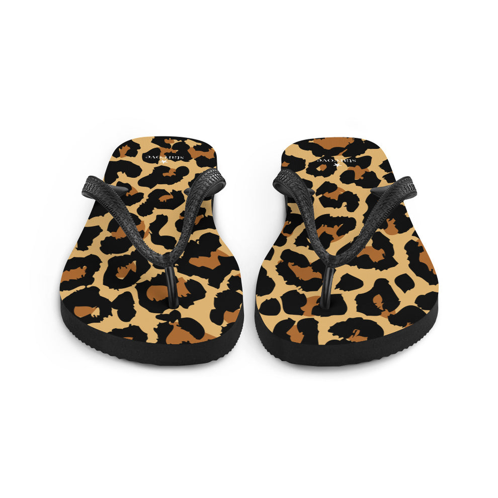Leopard Print Flip Flops, Cheetah Animal Comfortable Beach Sandals Fun ...