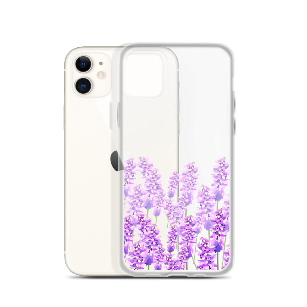 Purple Lavender iPhone 14 13 12 Case, Flowers Floral Clear Transparent ...