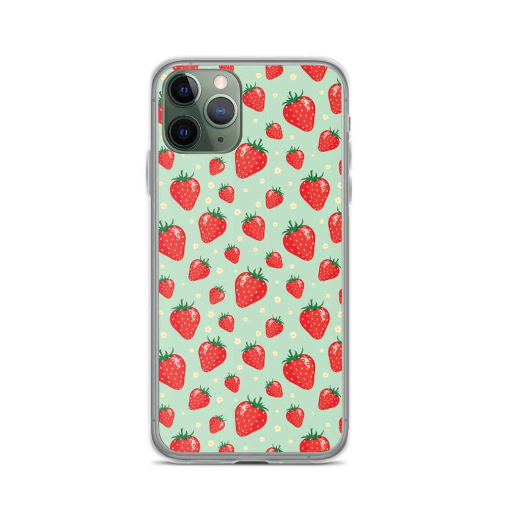 Strawberry iPhone 15 14 13 Pro Max Case, Red Fruit Green Cute Art Flow ...