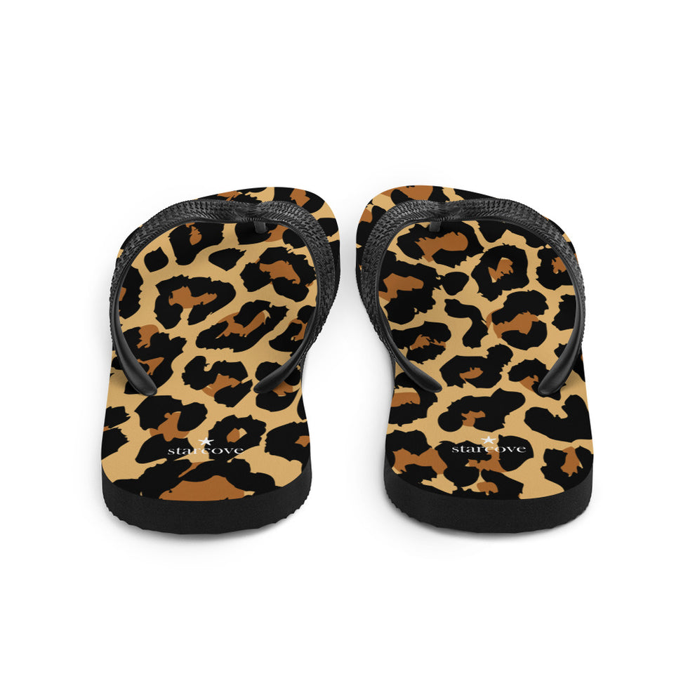 Leopard Print Flip Flops, Cheetah Animal Comfortable Beach Sandals Fun ...