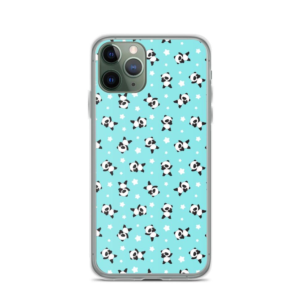 Panda iPhone 16 15 14 13 12 Pro Max Case, Cute Kawaii Animal Aqua Blue ...