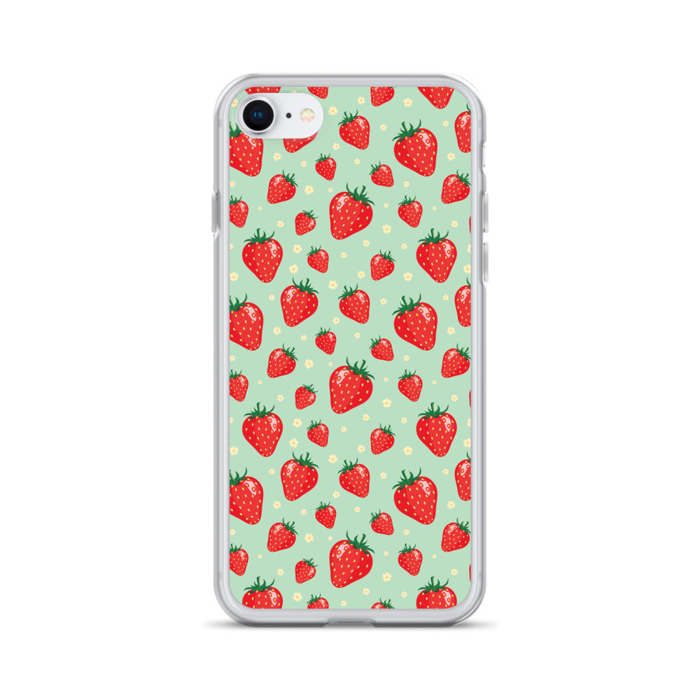 Strawberry iPhone 15 14 13 Pro Max Case, Red Fruit Green Cute Art Flow ...