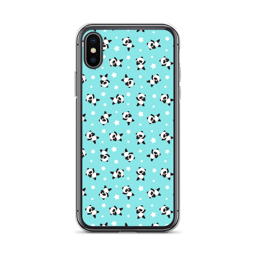 Panda iPhone 16 15 14 13 12 Pro Max Case, Cute Kawaii Animal Aqua Blue ...