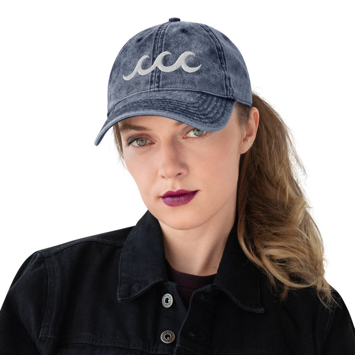 Sea Wave Hat, Embroidered Ocean Wave Beach Vintage Cotton Twill Cap Ba ...